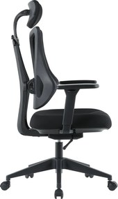 Kancelářská  ergonomická  židle MORA — síť / látka, černá