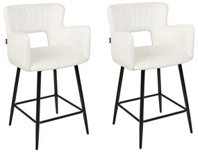 Sada 2 sametových barových židlí bílé SANILAC Beliani