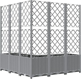 Zahradní truhlík s treláží světle šedý 120 x 120 x 136 cm PP 153278