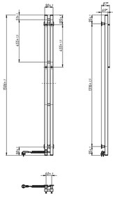 Elektrický sušák na ručníky s term. SILOUETTE 200W/230V 150,6cm IP44 černá pravá