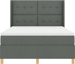 Postel s boxspringem s čelo Tmavě šedá 140 x 200 cm textil 3341834