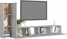 3dílný set TV skříněk betonově šedý kompozitní dřevo 3079095