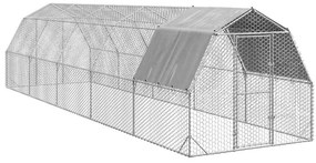 Výběh pro slepice se střechou 2,5x10x2,25 m pozinkovaná ocel 3328529