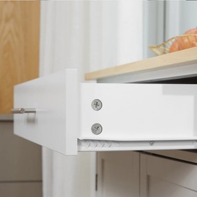 HOMCOM Kuchyňský vozík na kolečkách, servírovací vozík, kuchyňský ostrov s zásuvkou, skříňkou a držákem na utěrky - 83D x 45Š x 91,5V cm Bílý | Aosom