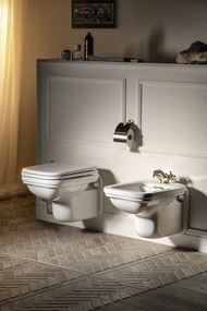 Kerasan Kerasan, WALDORF WC kombi, spodní/zadní odpad, bílá-bronz, WCSET18-WALDORF