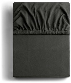 Tmavě šedé elastické džersejové prostěradlo DecoKing Amber Collection, 120/140 x 200 cm