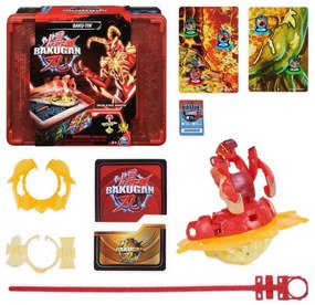 Set figurek a příslušenství bakugan sběratelská plechová krabice s6