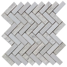 ALFIstyle Kamenná mozaika z mramoru, Herringbone white