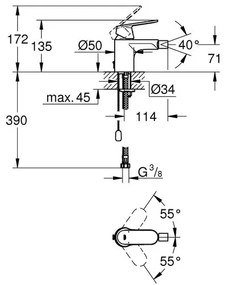 Grohe Eurosmart Cosmopolitan Bidetová baterie se spouštěcím řetízkem se závažím 32840000