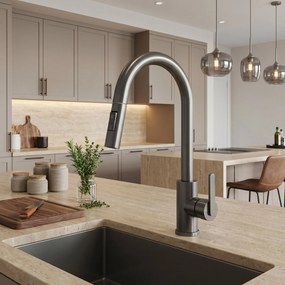 Dřezová baterie REA ONTARIO s výsuvnou sprškou, titan