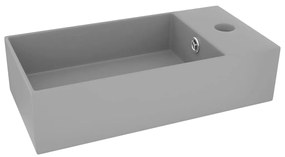 vidaXL Koupelnové umyvadlo s přepadem keramické světle šedé