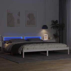 Rám postele s čelo Bílá 200 x 200 cm Masivní borové dřevo 3385746