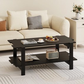 Costway 2patrový konferenční stolek s policí Obdélníkový Accent Table, černý