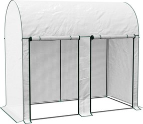 Outsunny Malý Skleník venkovní skleník s Dvoum zipovým Dveřmi a PE Krytem pro Pěstování Rostlin a Květin 200x100x178 cm Bílý | Aosom