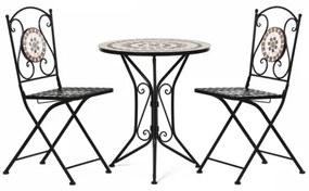 Zahradní set, stůl + 2 židle, s keramickou mozaikou, kovová konstrukce, černý matný lak. US1200 SET US1200 SET