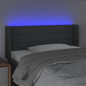 Čelo postele s LED tmavě šedé 93 x 16 x 78/88 cm textil 3123359