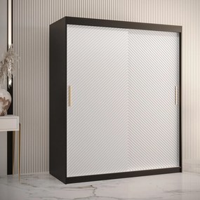 Šatní skříň Riflo Slim 1 | 150 cm | reliéf rybí kosti | černá/bílá