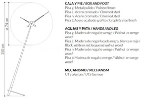 Designové podlahové hodiny Nomon Pisa L černá 150cm