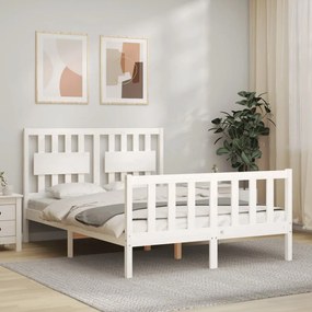 vidaXL Rám postele s čelem 120 x 200 cm masivní dřevo [3192421] Barva: Bílá