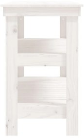 Dílenský stůl bílý 110,5 x 50 x 80 cm masivní borové dřevo,  823645