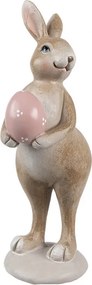 Dekorace hnědý králík s růžovým vajíčkem - 6*8*18 cm