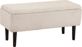 HOMCOM úložná lavice do ložnice s kapacitou 47 l, odklápěcí víko a dřevěné nohy, nosnost 120 kg, 95x38x45 cm, béžová | Aosom