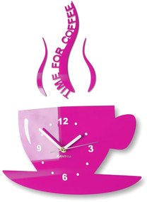Nástěnné hodiny Time for coffee Růžová