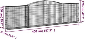 Klenuté gabionové koše 8 ks 400x30x100/120cm pozinkované železo 3146872