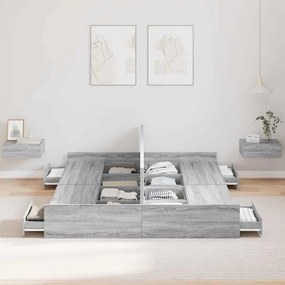 Rám postele s úložným prostorem s čelo Šedá Sonoma 140 x 190 cm 3335314