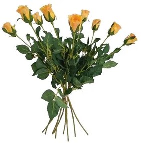 Umělá květina poupě Růže žlutá, 64 cm, 9 ks