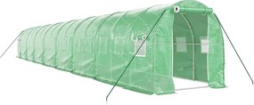 vidaXL Skleník s ocelovým rámem 32 m² 16 x 2 x 2 m [3188023] Barva: Zelená