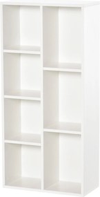 HOMCOM Dřevěná knihovna s 7 úložnými prostory pro rostliny a dokumenty do obývacího pokoje, ložnice nebo kanceláře 50x24x106 cm Bílá | Aosom