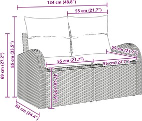 Set pohovek s polštářem s úložištěm Černá polyratan 3359062