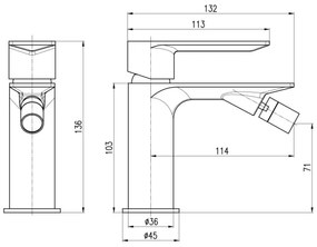 RAV Slezák NL144.0ZK - Bidetová baterie NIL 13,6 cm kartáčovaná zlatá