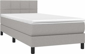 Box spring postel s matrací a LED světle šedá 90x200 cm textil 3133125