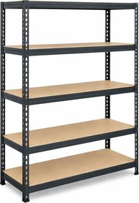 Regál 183x75x40 cm lakovaný 5-policový, nosnost 100 kg, RIVET - černý
