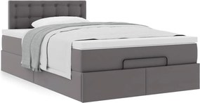 Osmanský rám postele s matrací šedá 120x190 cm umělá kůže 3311296
