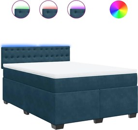 Box spring postel s matrací modrá 140 x 190 cm samet 3288622