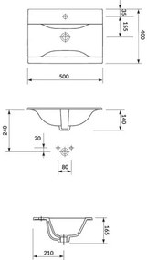Cersanit Ontario, zapuštěné keramické umyvadlo 50x40cm, bílá, K669-001