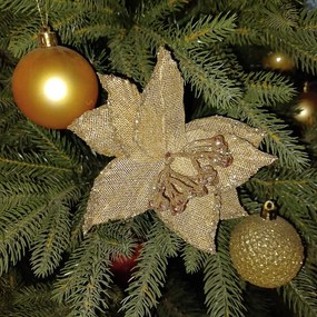 Dekorace umělý květ, 20 cm, šampaň