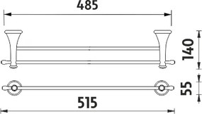 Nimco LADA retro držák na ručníky dvojitý, 52 cm LA 19046D-26