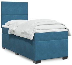 Box spring postel s matrací modrá 80 x 200 cm samet 3290760