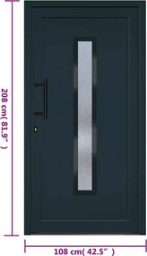 vidaXL Vchodové dveře 108 x 208 cm PVC [3157088] Barva: antracitová
