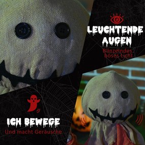 HOMCOM Strašák Halloween dekorace, pohyblivý, vydává zvuky, na baterie