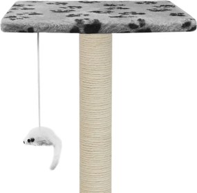 Škrabadlo pro kočky sisalové sloupky 95 cm šedé potisk tlapek 170513