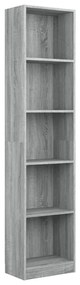 vidaXL 5patrová knihovna šedá sonoma 40 x 24 x 175 cm kompozitní dřevo