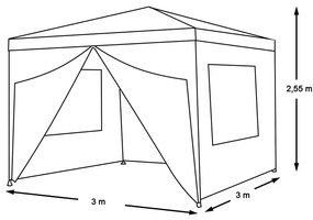 Párty stan v bílé barvě, 3 různé velikosti - 3x3m
