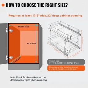 2-vrstvá drátěná výsuvná skříňka pod dřez Organizér 30,5 × 53,3 cm zásuvkový koš