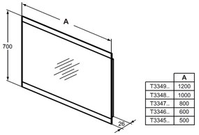 Ideal Standard Mirror & Light - Zrcadlo s oboustranným ambientním podsvícením 500x700 mm, T3345BH