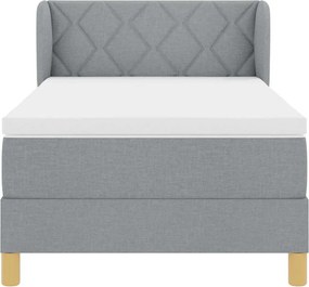 Postel s boxspringem s čelo Světle šedá 100 x 200 cm textil 3340262